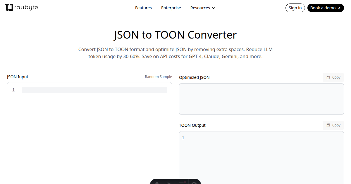 JSON to TOON Converter - Taubyte